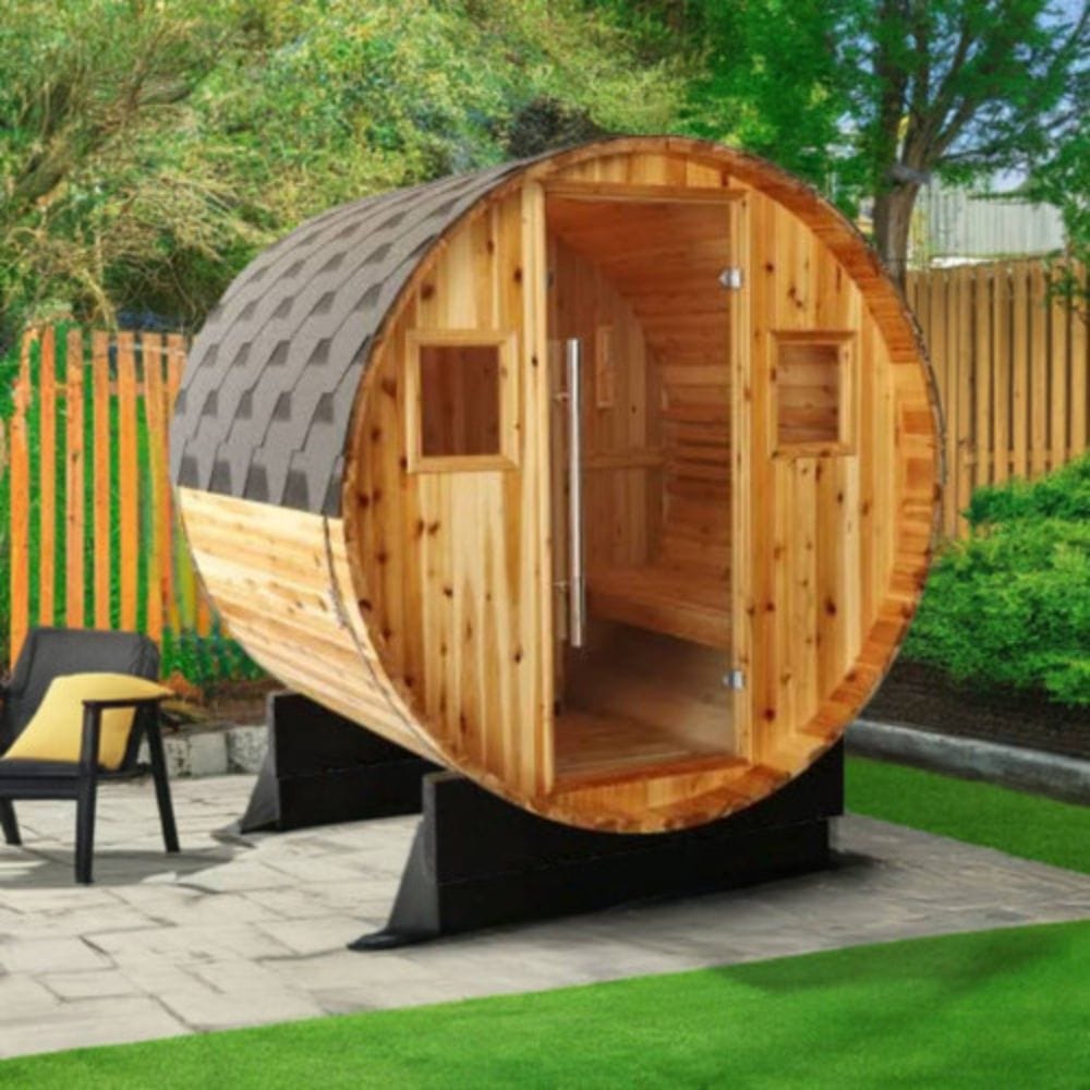 Sunray Aurora 2-4 Person Barrel Sauna with Harvia 6kW Heater — Modern ...