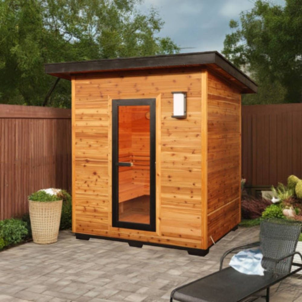 Sunray Denali 4 Person Contemporary Outdoor Sauna w/ Harvia 6kW Heater ...